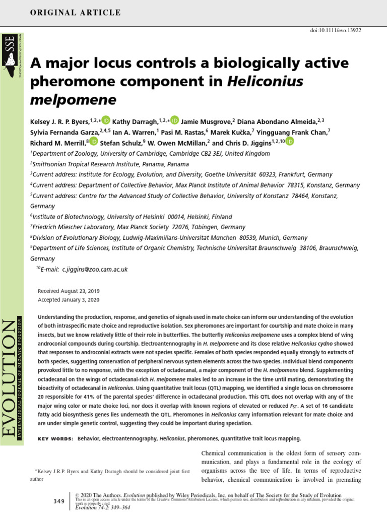 A_major_locus_controls_a_biologically_active_phero | PDF | Quantitative ...