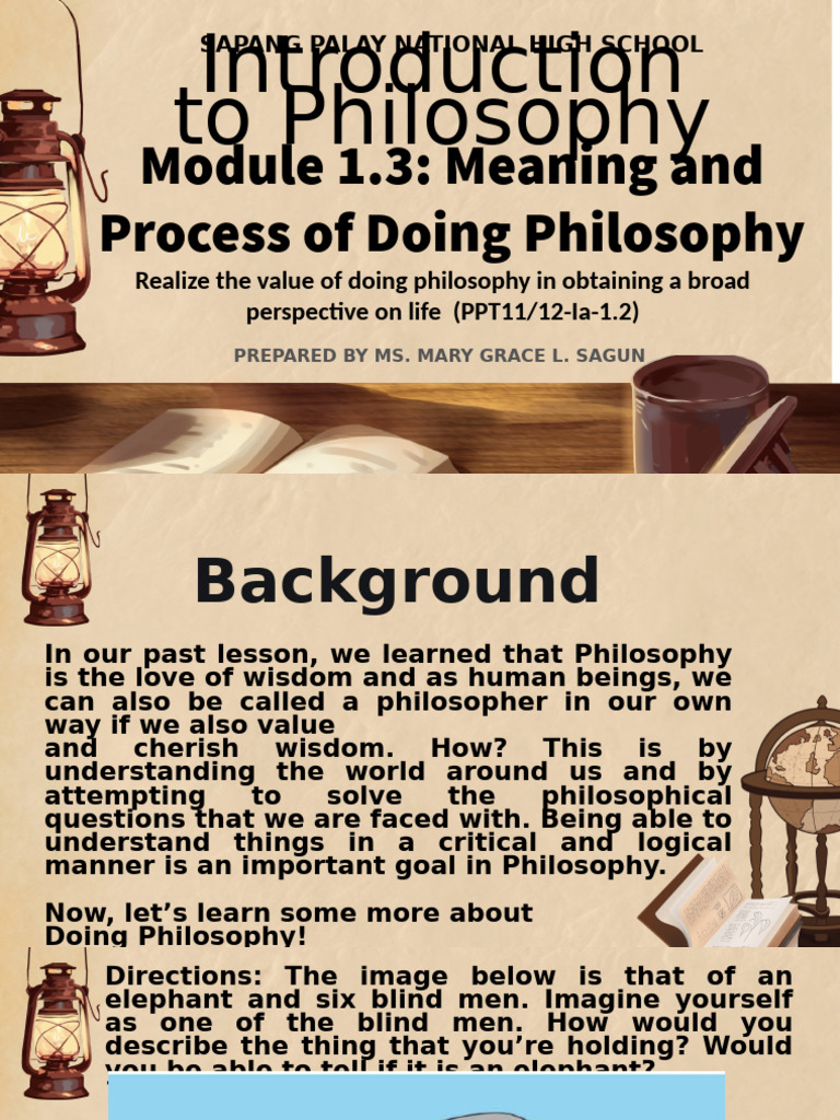 Module 1.3 - Meaning and Process of Doing Philosophy | PDF | Holism | Cognitive Science