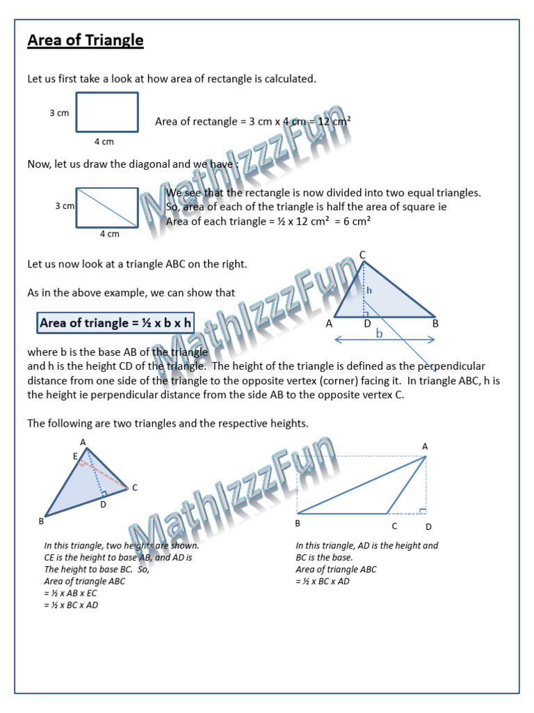 Pri math Area of Triangle Basics01 | PDF
