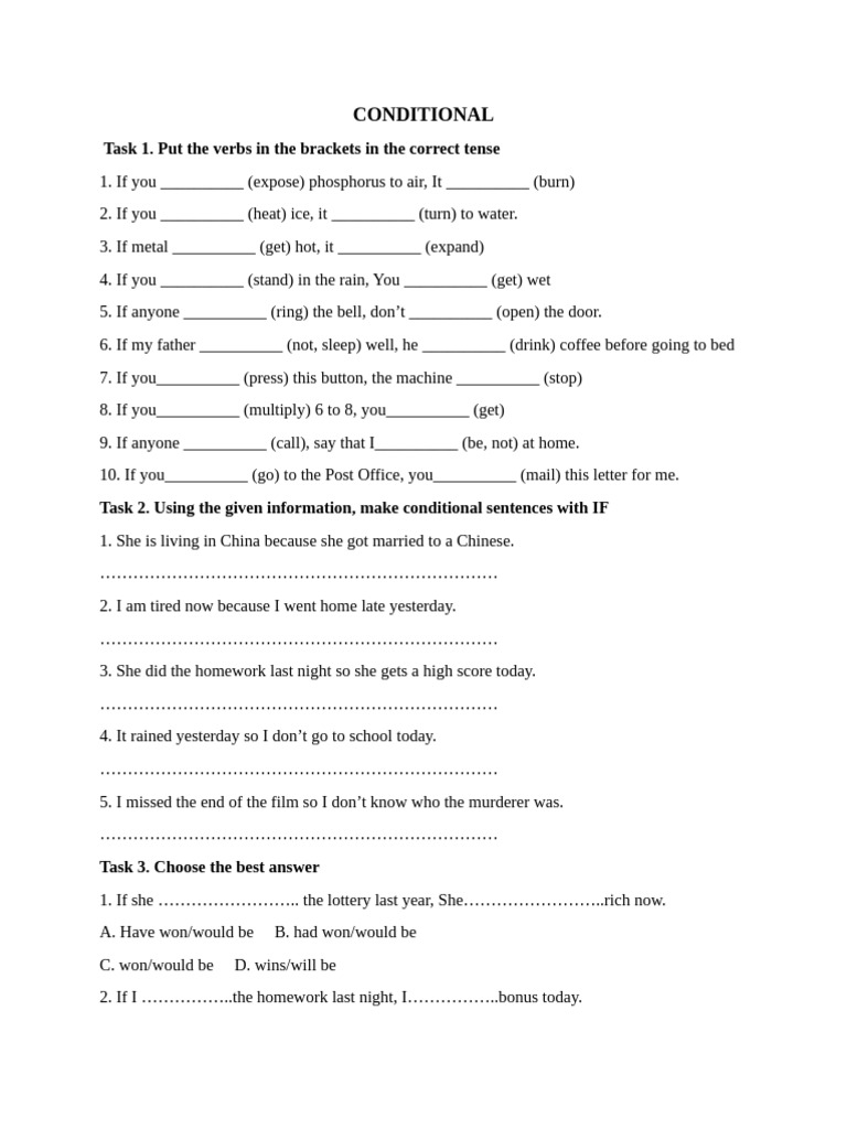 Conditional-exercise | PDF