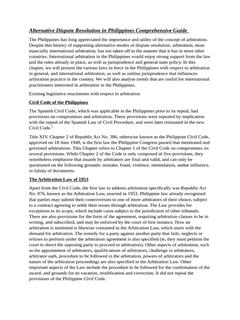 Alternative Dispute Resolution in Philippines Comprehensive Guide 2 | PDF | Alternative Dispute ...