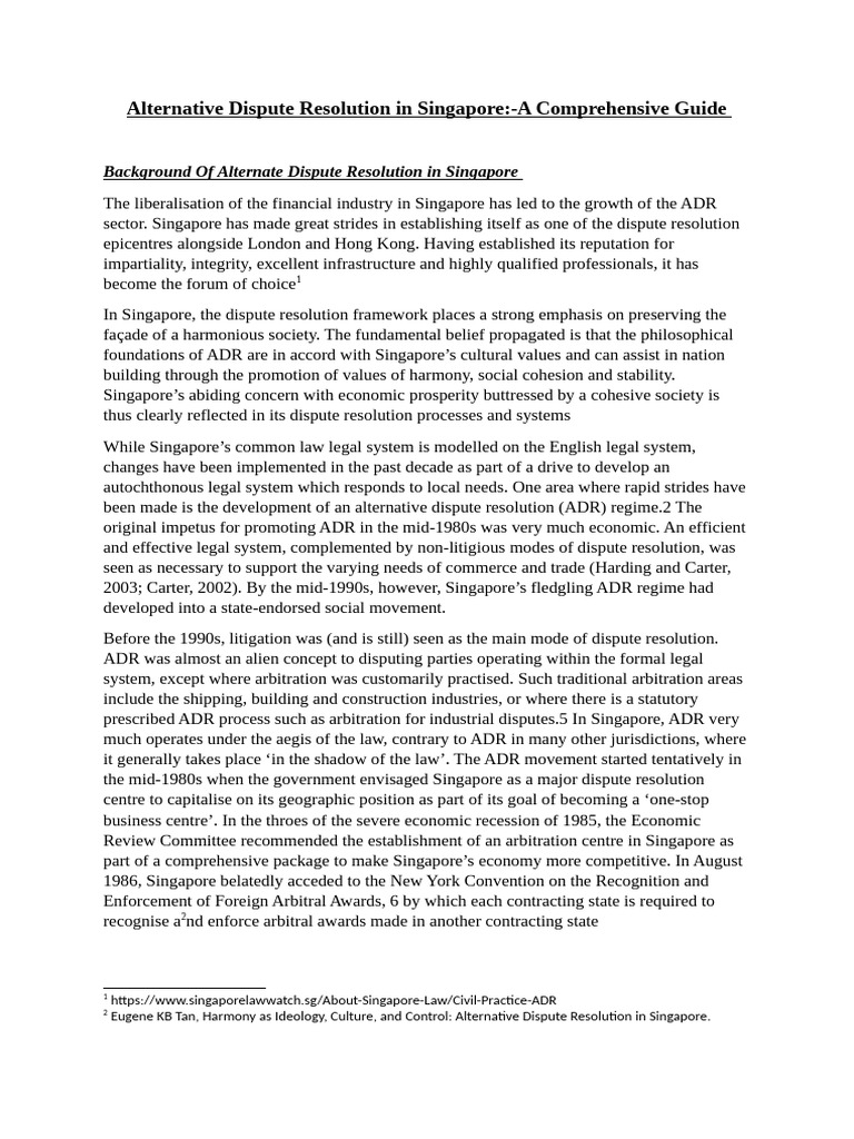 Alternative Dispute Resolution in Singapore | PDF | Alternative Dispute Resolution | Mediation