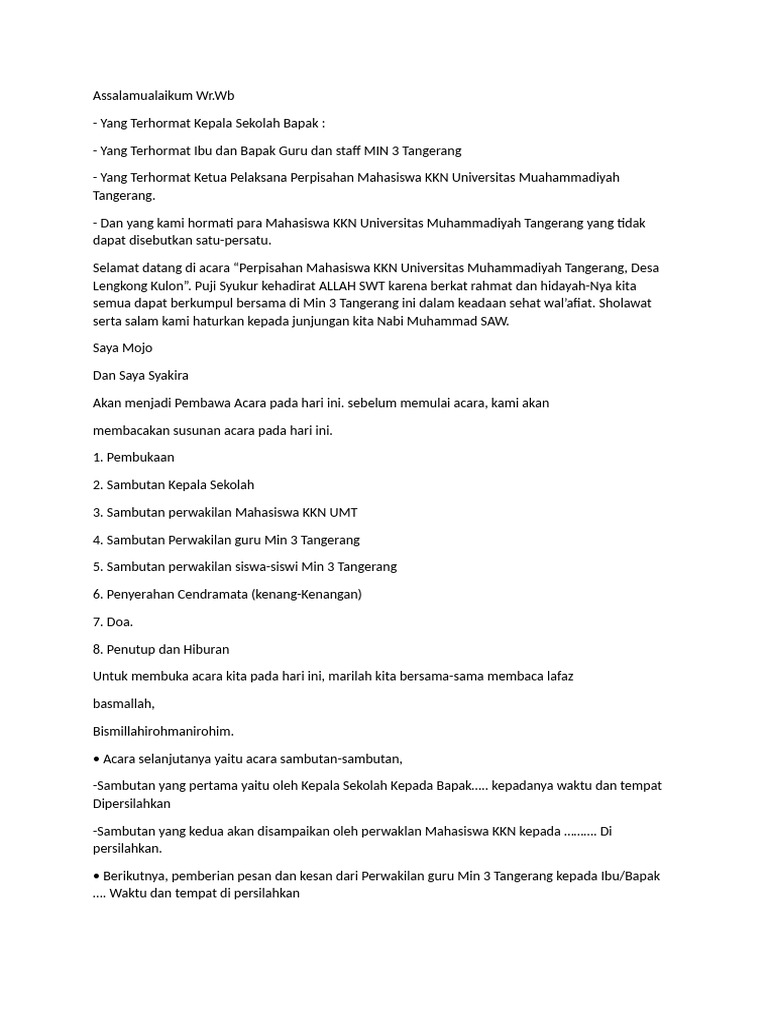 susunan acara besok | PDF