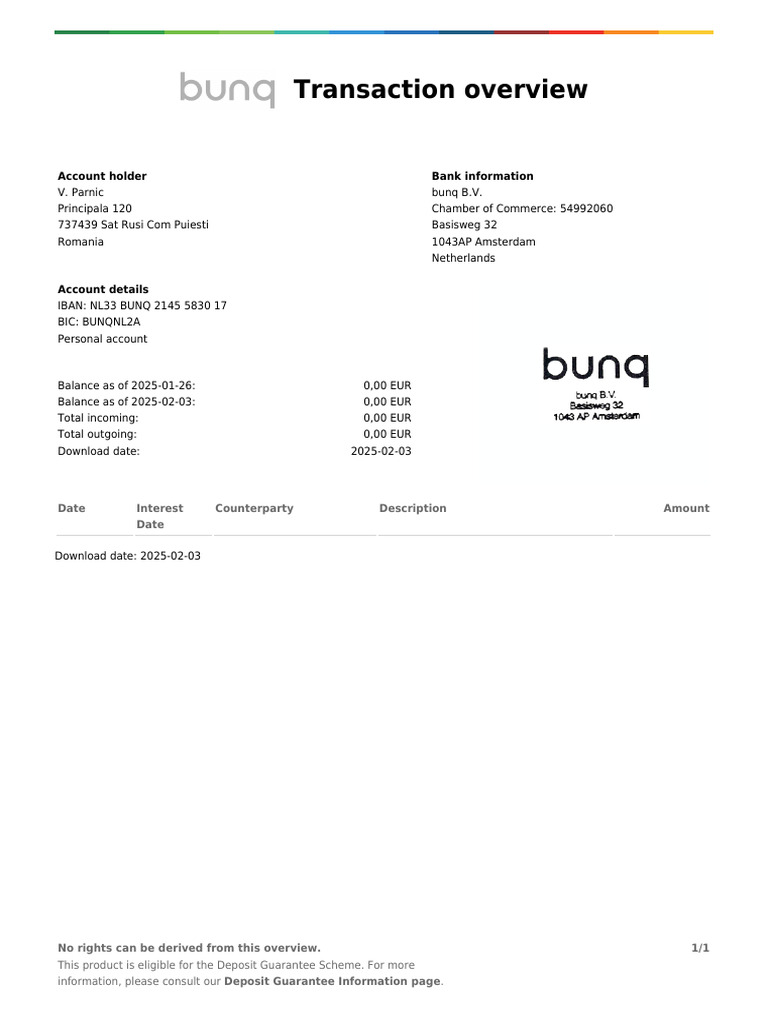 Transaction Overview for V. Parnic | PDF