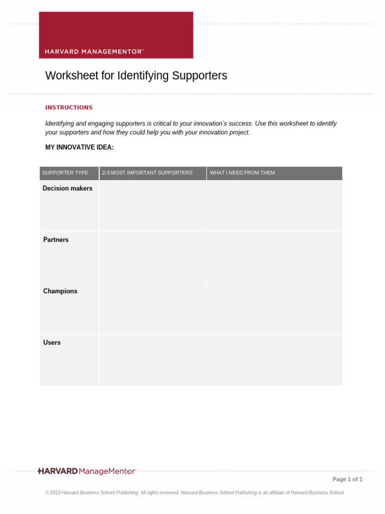 Worksheet For Identifying Supporters | PDF