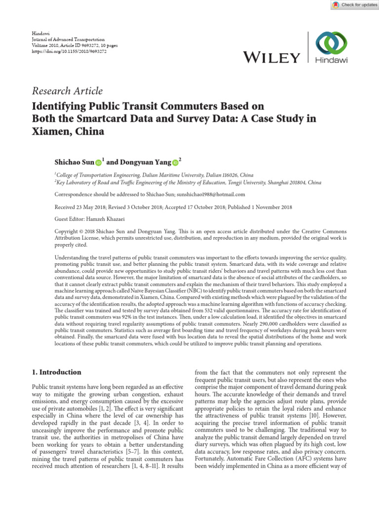 Journal of Advanced Transportation - 2018 - Sun - Identifying Public ...