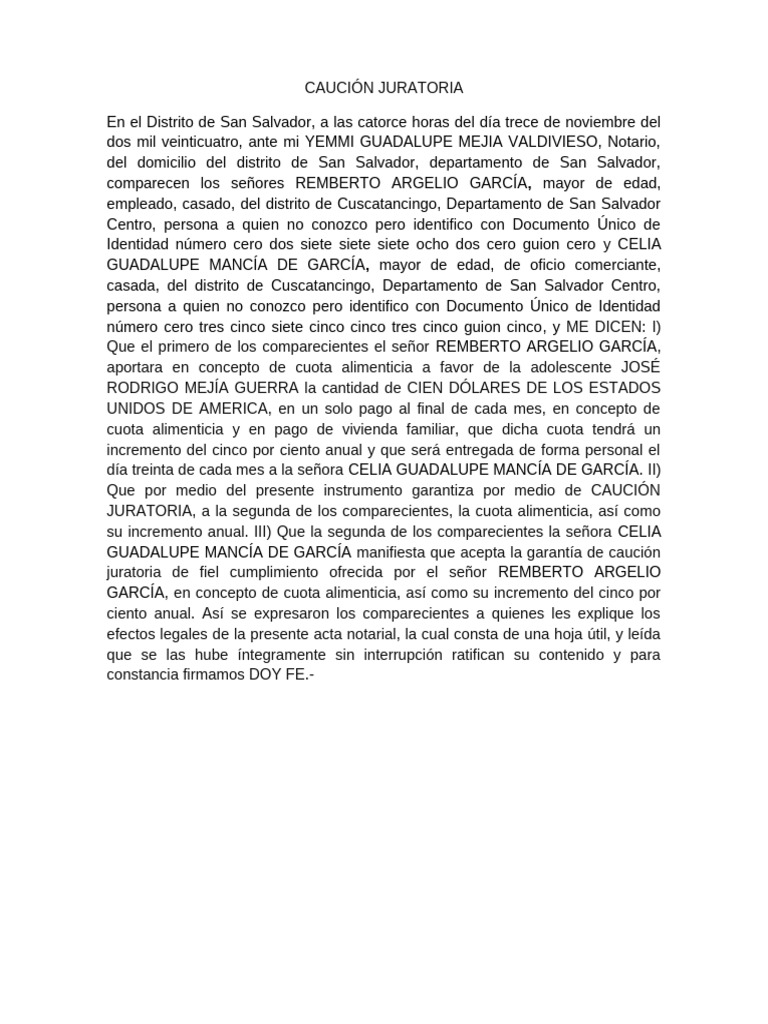 Caucion Juratoria | PDF