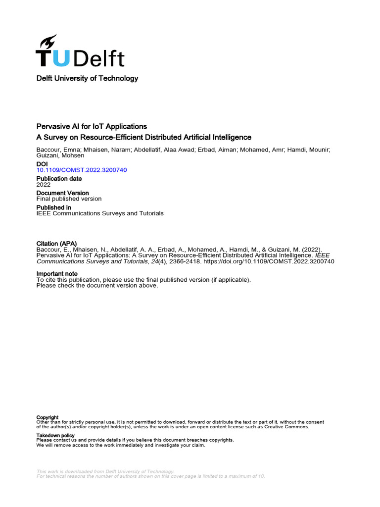 Pervasive AI for IoT Applications a Survey on Resource Efficient Distributed Artificial ...