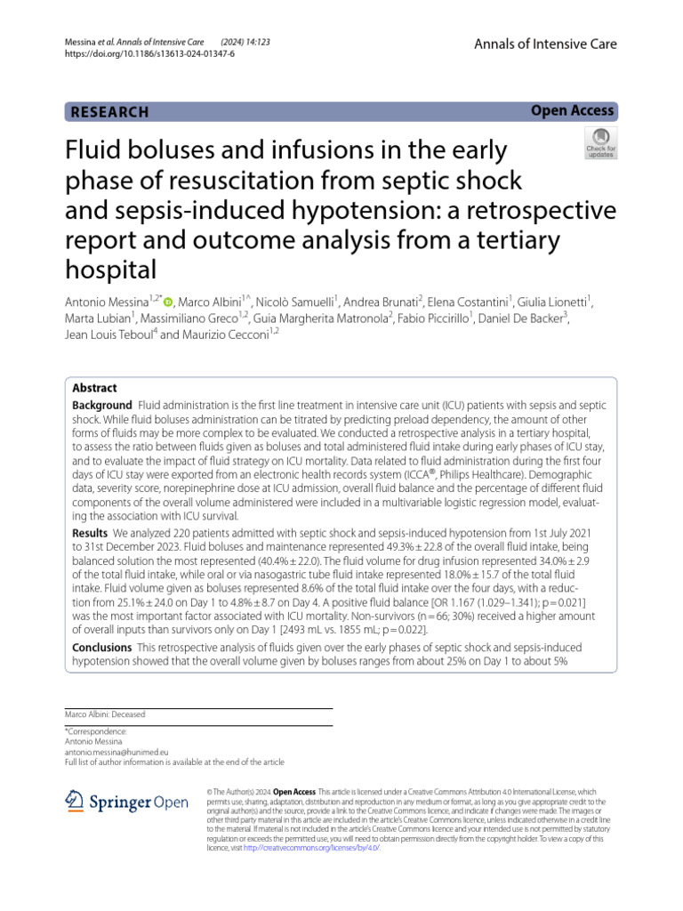 Fluid boluses and infusions UCI | PDF | Sepsis | Intensive Care Unit