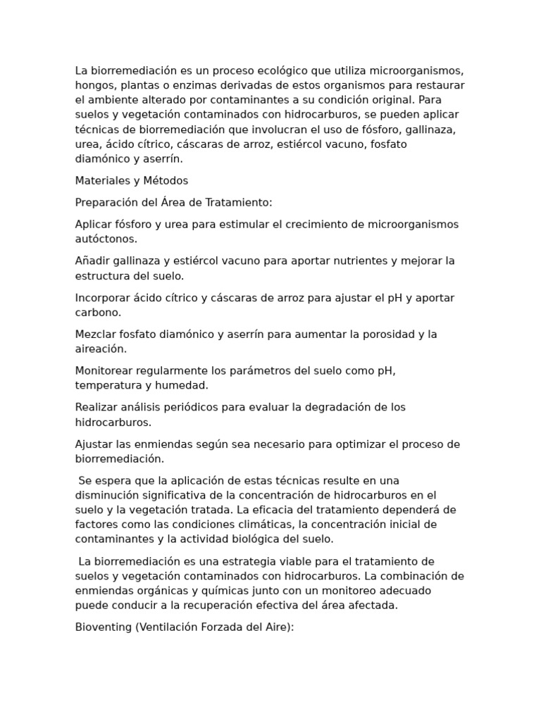 Especificaciones Del Tratamiento Del Material Contaminado | PDF | Suelo ...