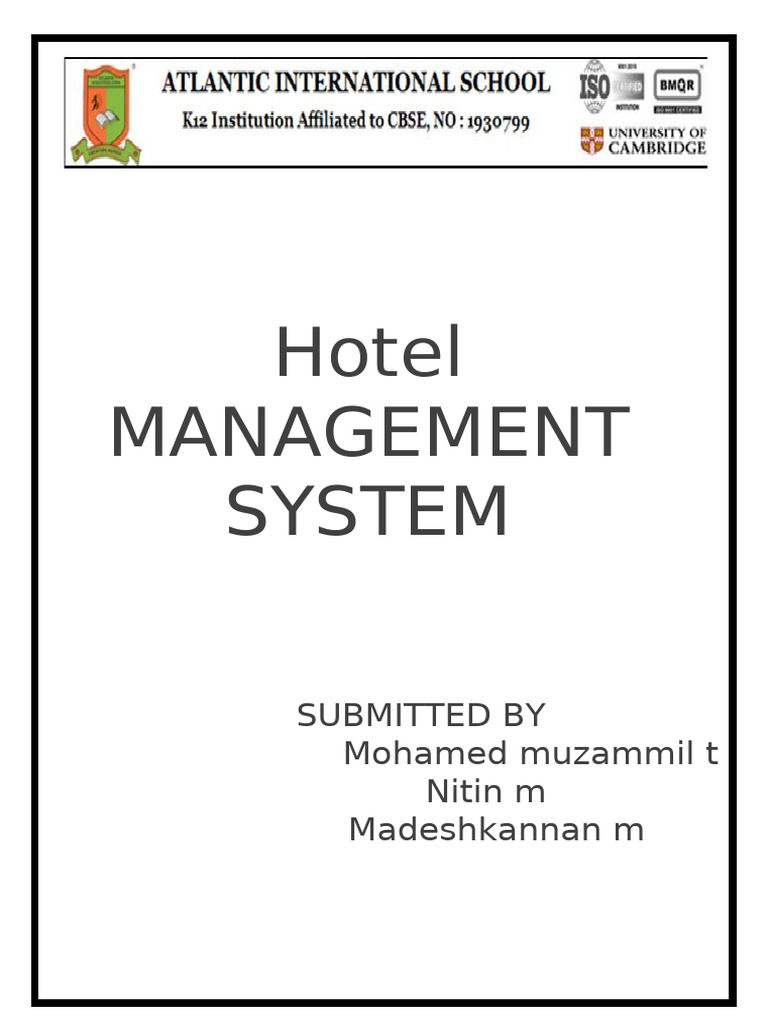 D_hotel Management System | PDF | Sql | Databases