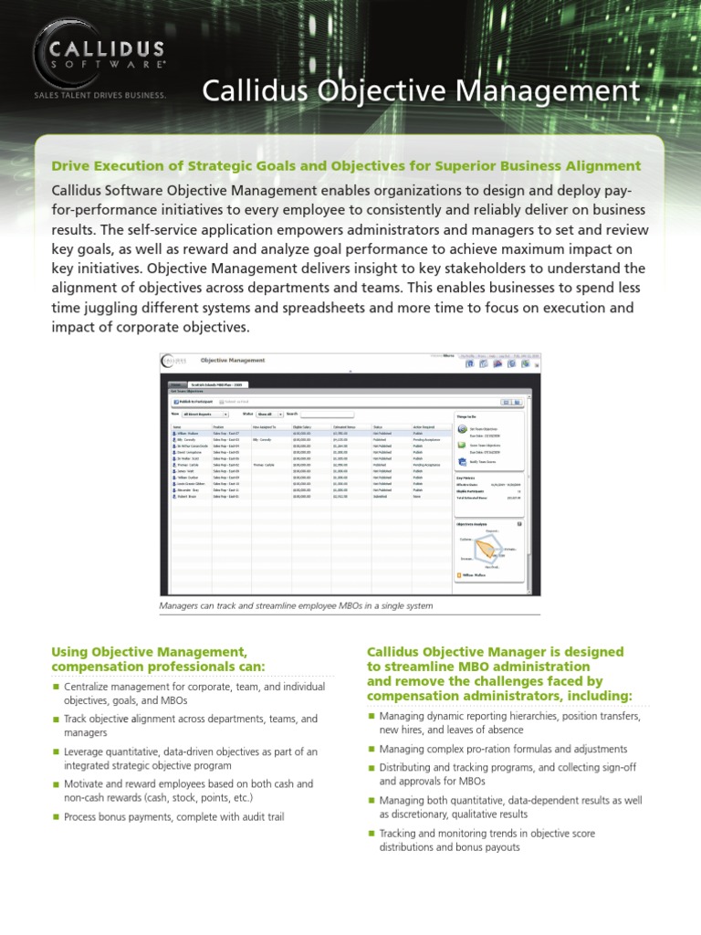 Callidus Software TrueMBO Datasheet | PDF | Goal | Analytics