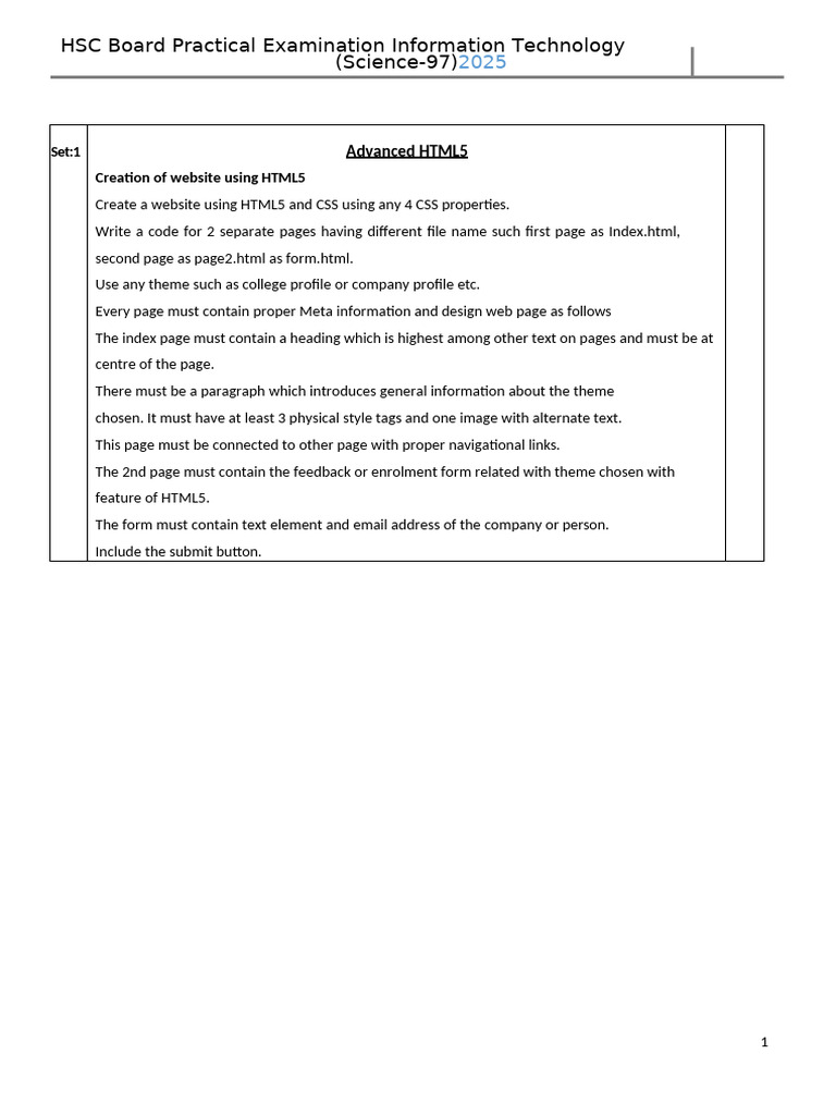 HSC - IT Practical (12 State Board) 2025 | PDF | Java Script | Web Development