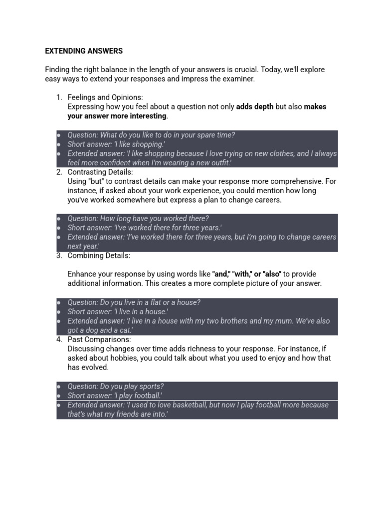 Extending Answers | PDF | Linguistics | Human Communication