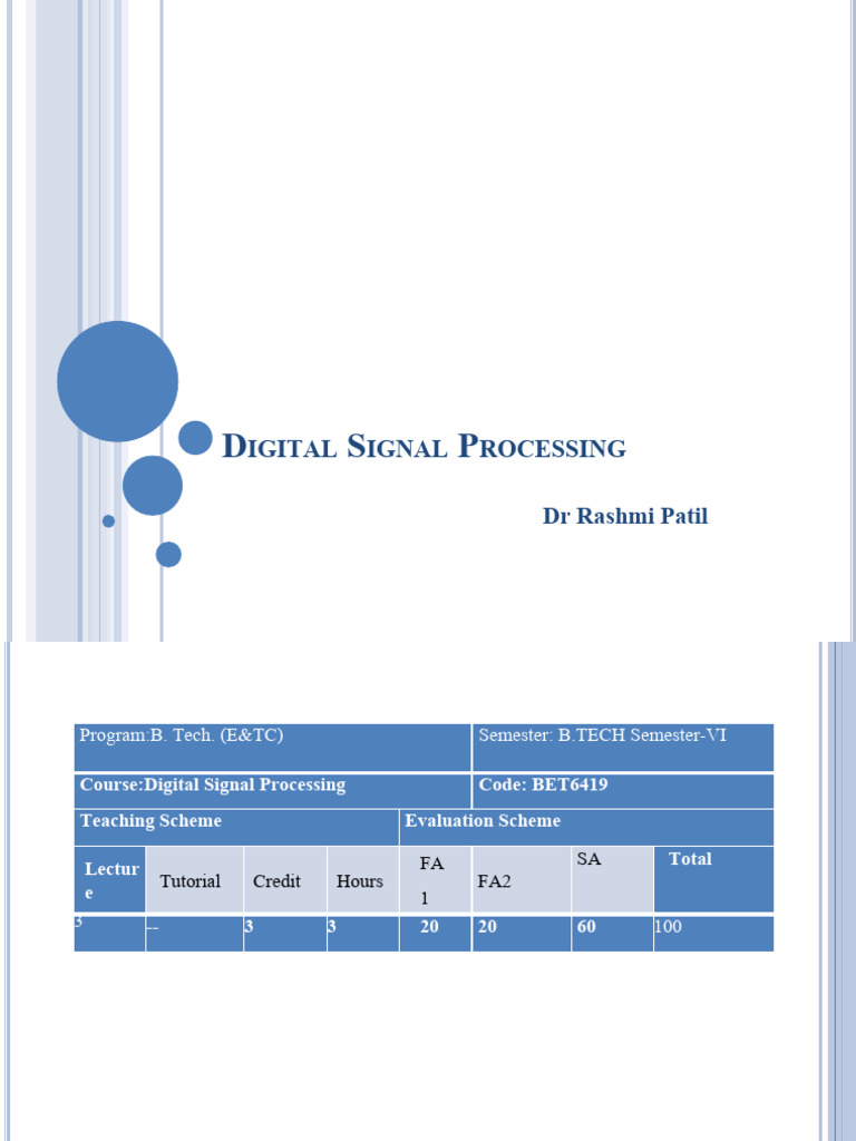 DSP_Unit_1 | PDF | Digital Signal Processing | Analog To Digital Converter