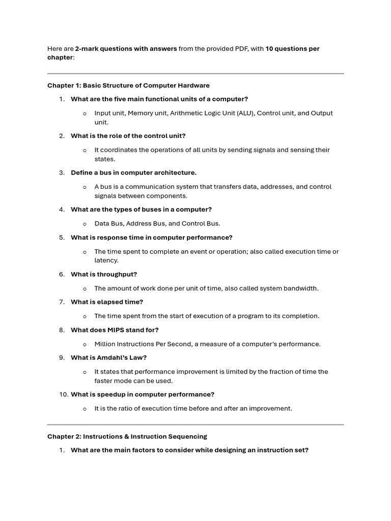 2 Mark CSA | PDF | Input/Output | Computer Data Storage