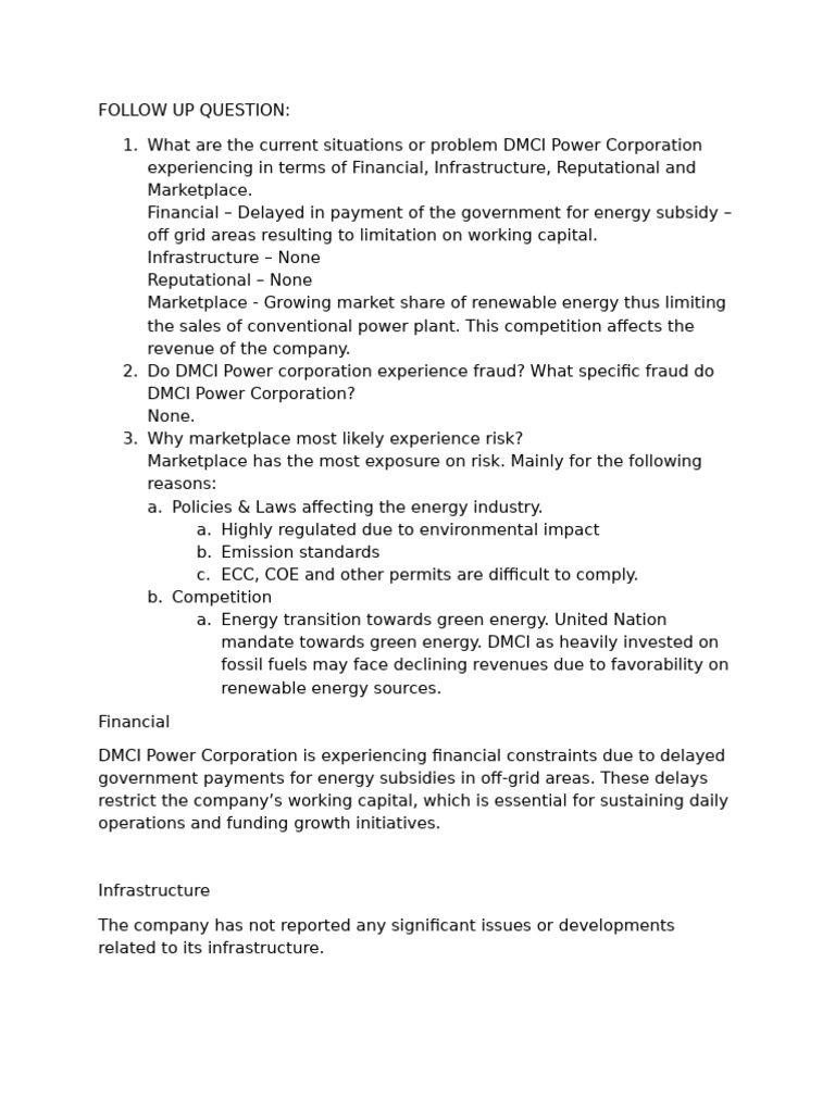 Follow Up Question | PDF | Infrastructure | Sustainable Energy