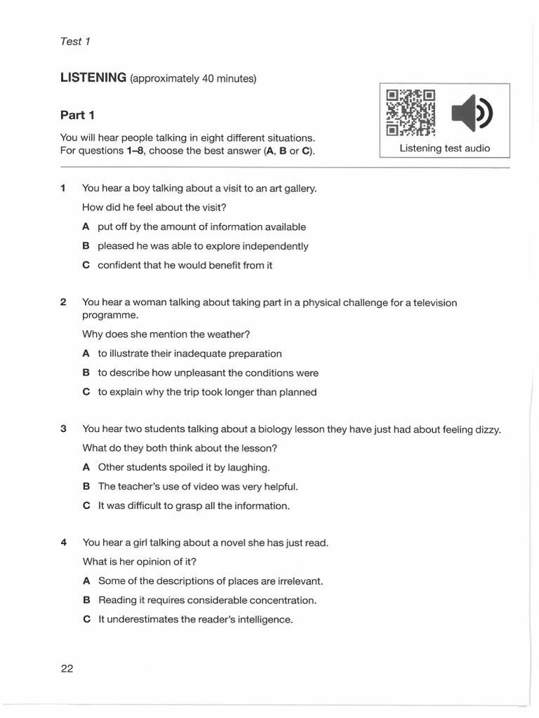 B2 First For Schools Test 1 Listening | PDF