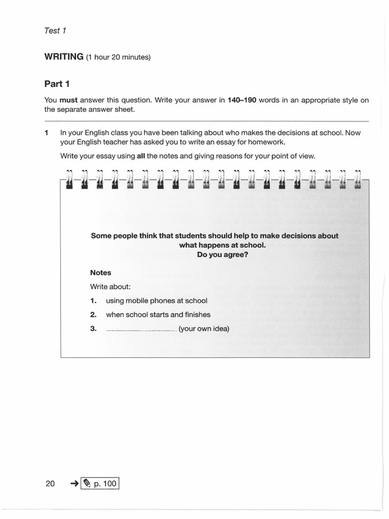 B2 First For Schools Test 1 Writing | PDF