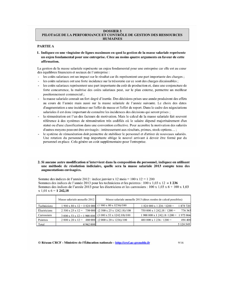 Corrigé Contrôle de Gestion Social | PDF