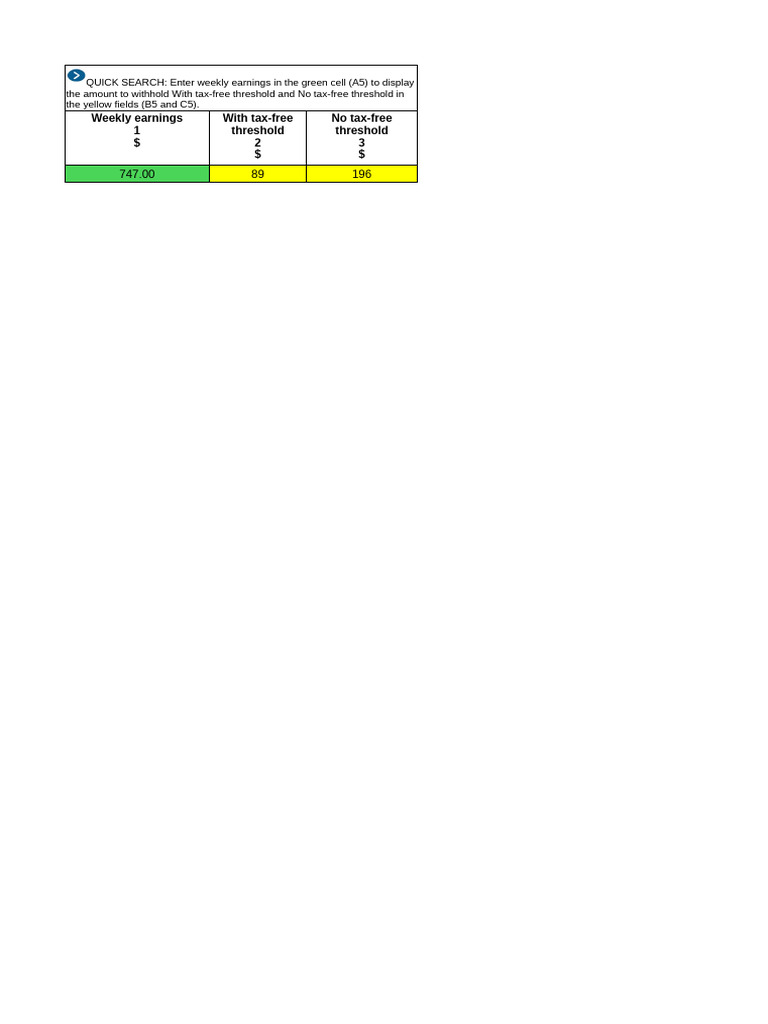 Weekly Earnings Tax Withholding Calculator | PDF