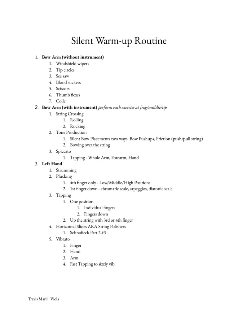 Silent Warm-Up Routine | PDF
