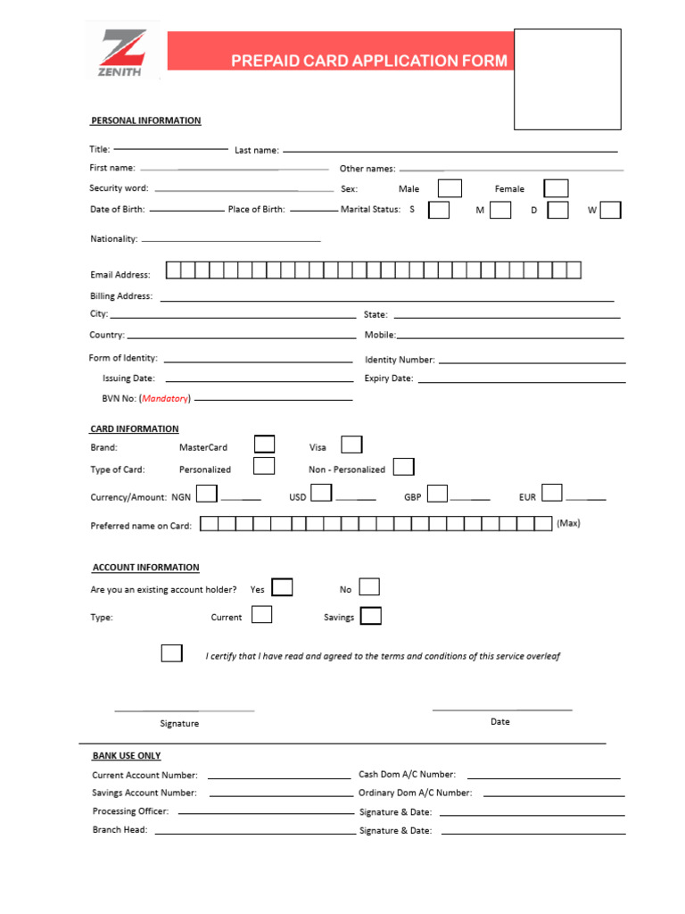 Prepaid Card Request Form | PDF