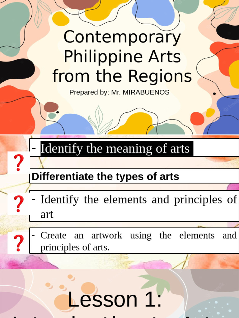 Lesson 1 (Introduction To Contemp. Arts) | PDF | The Arts | Liberal Arts Education