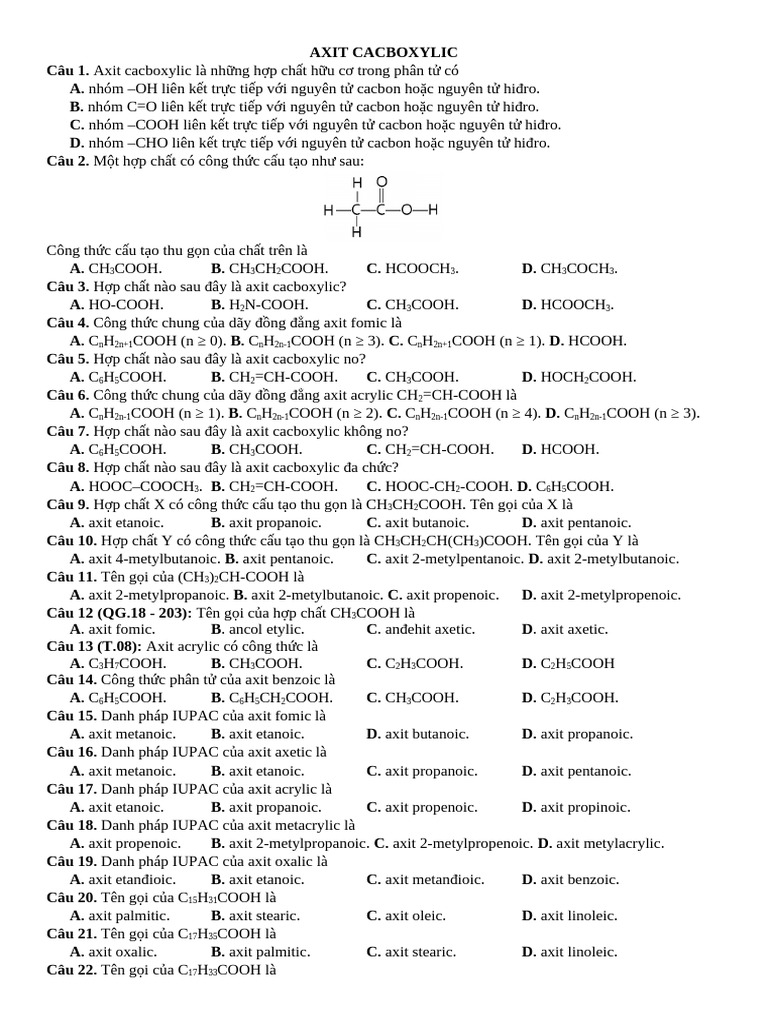 Axit Cacboxylic HS | PDF