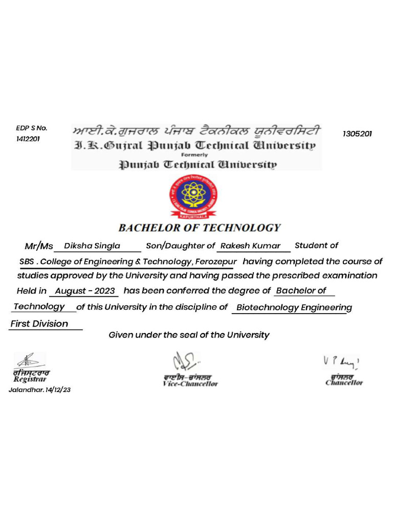 PTU Degrees Verify | PDF