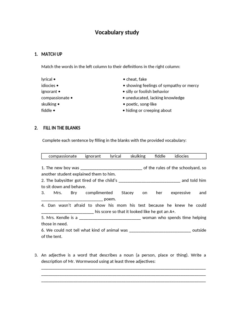 Matilda Vocabulary | PDF