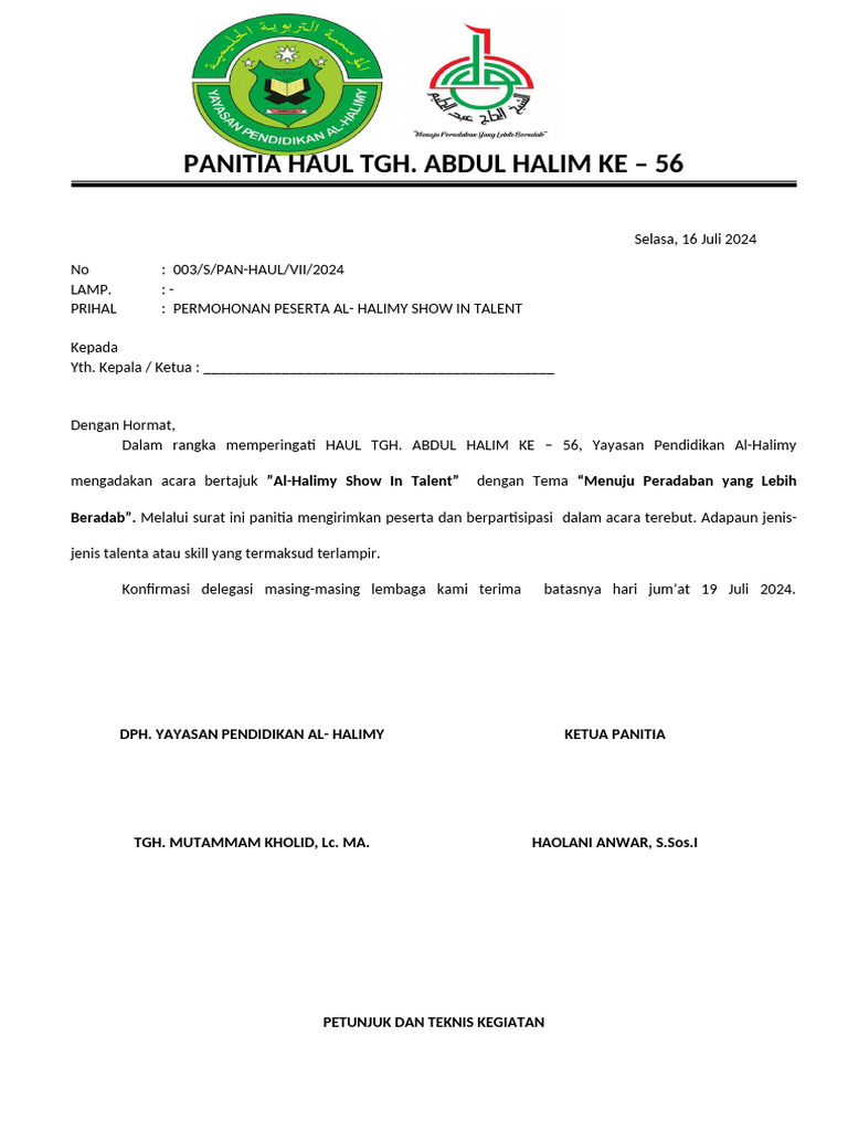 Panitia Haul TGH | PDF
