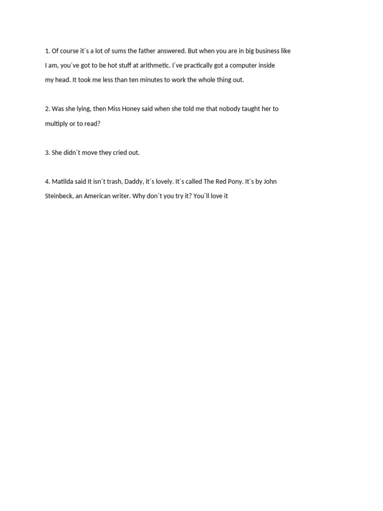 Matilda's Insights on Arithmetic and Literature | PDF