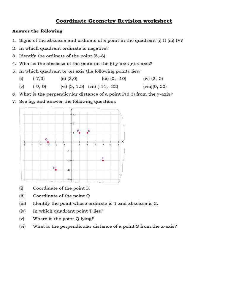 Coordinate Geometry Revision WS-1 | PDF