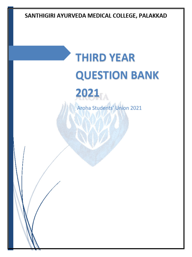 BAMS 3rd Question Bank Aroha | PDF | Medical Specialties | Medicine