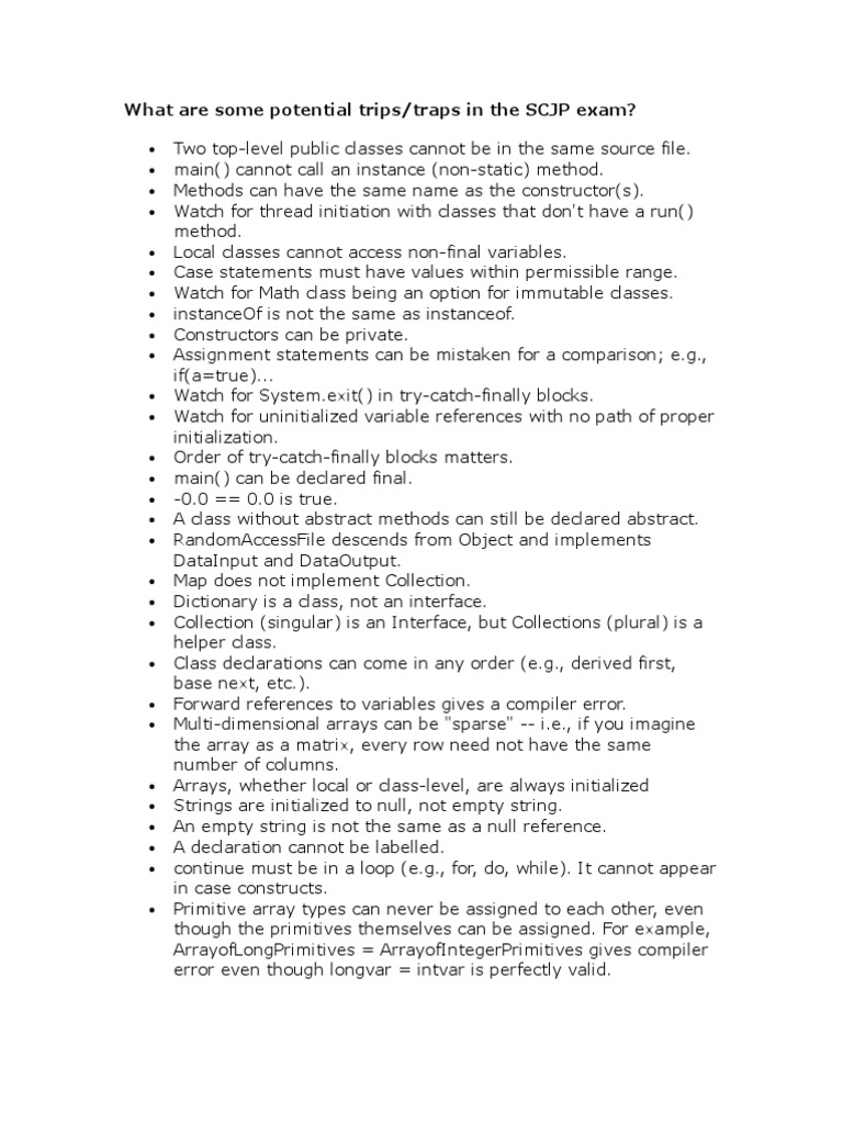 SCJP Model and Tips | PDF | Class (Computer Programming) | Constructor ...