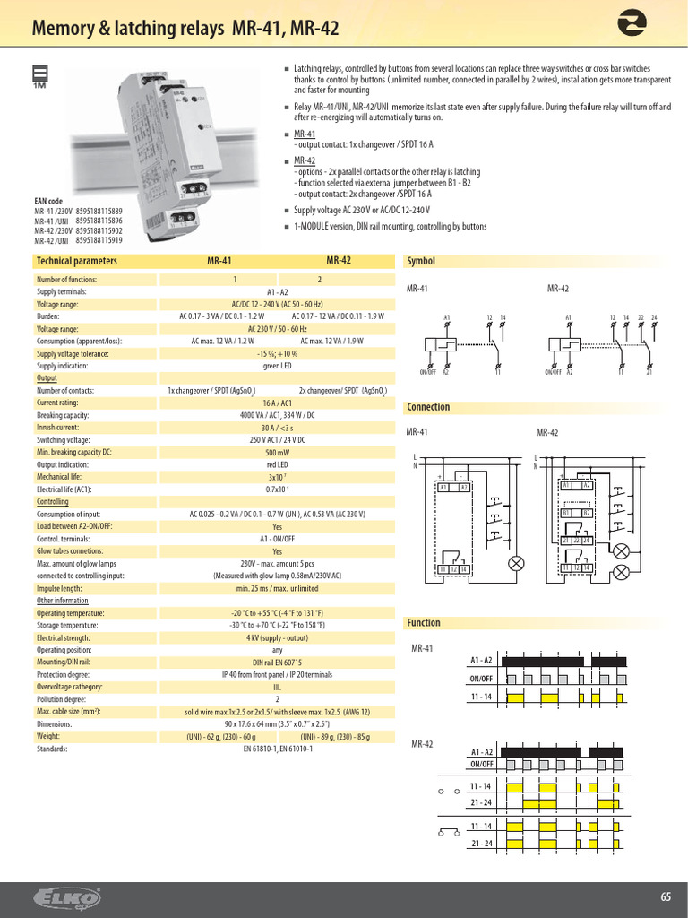 Datasheet MR 42 | PDF | Relay | Switch