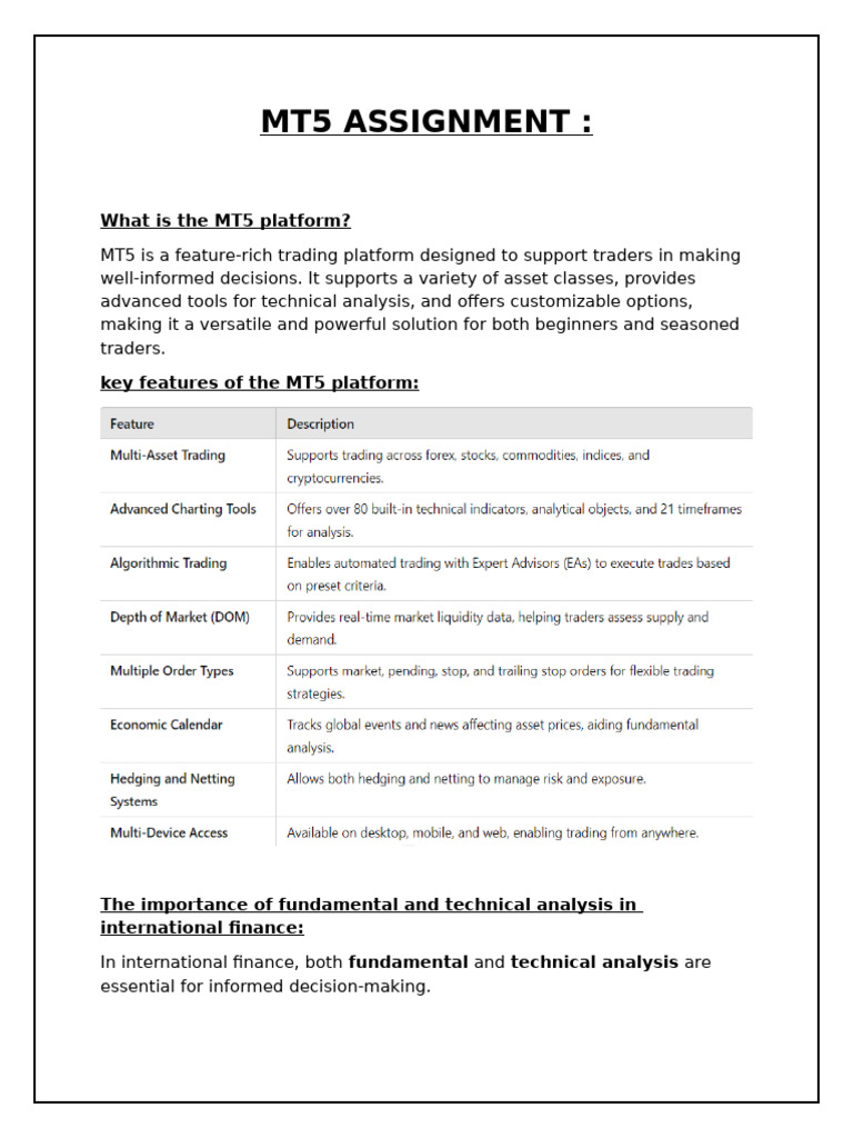 MT5 assignment | PDF | Technical Analysis | Order (Exchange)