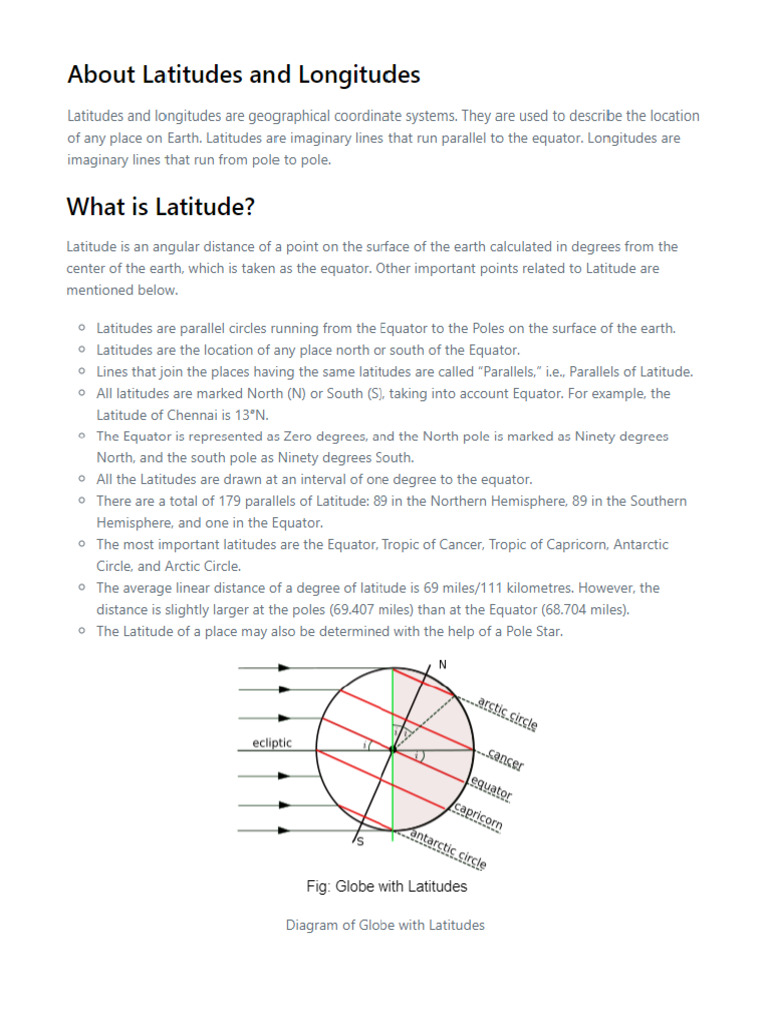 Longitude and Latitude Notes | PDF