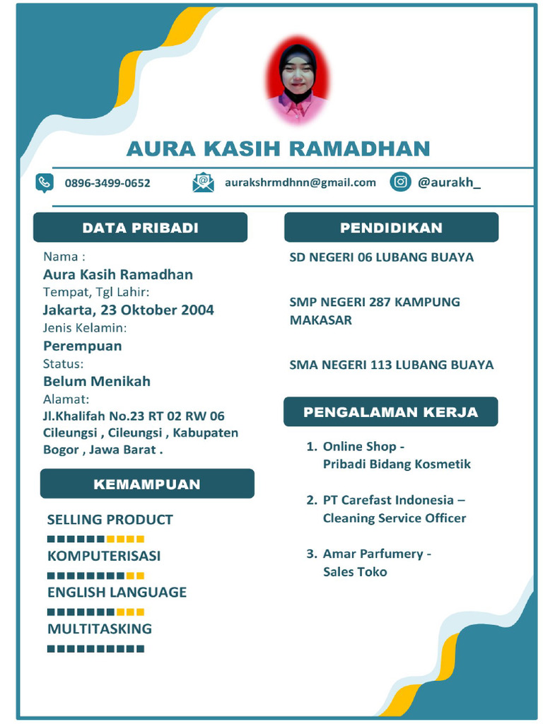 CV Aura Kasih Ramadhan | PDF