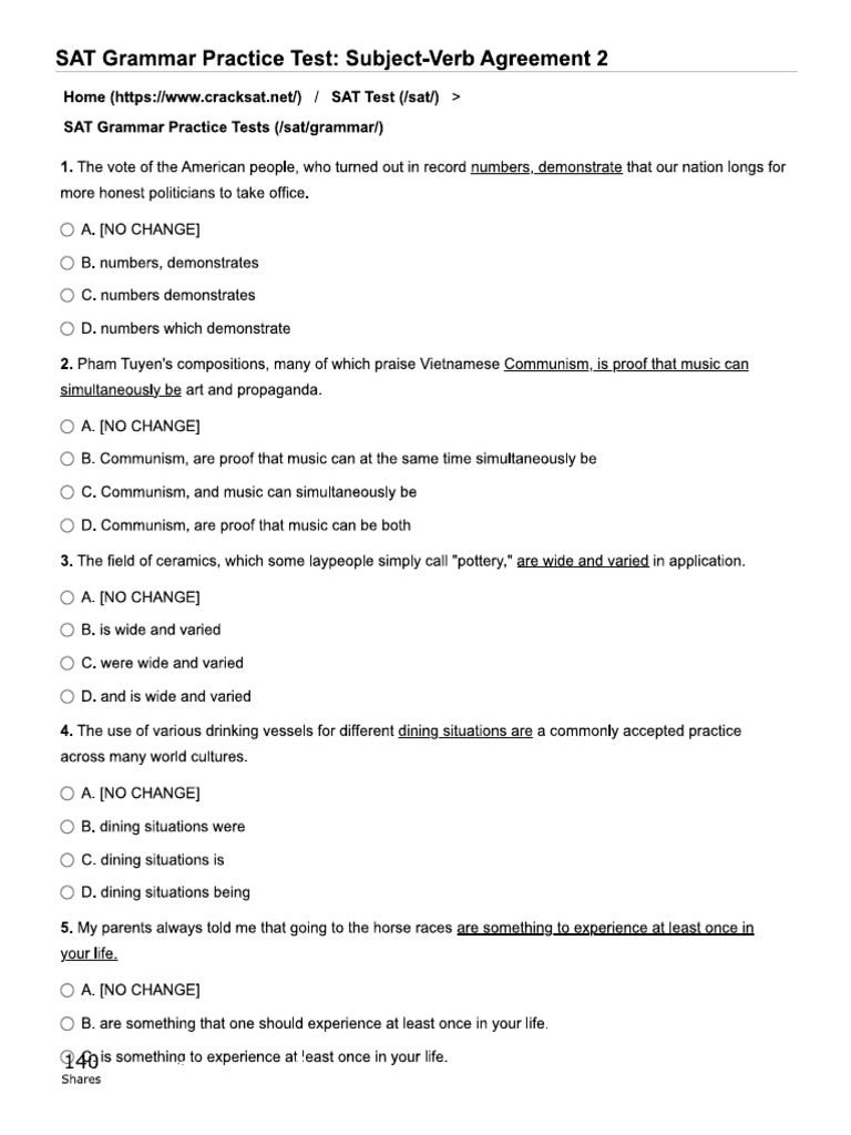 Subject Verb Agreement 3 | PDF