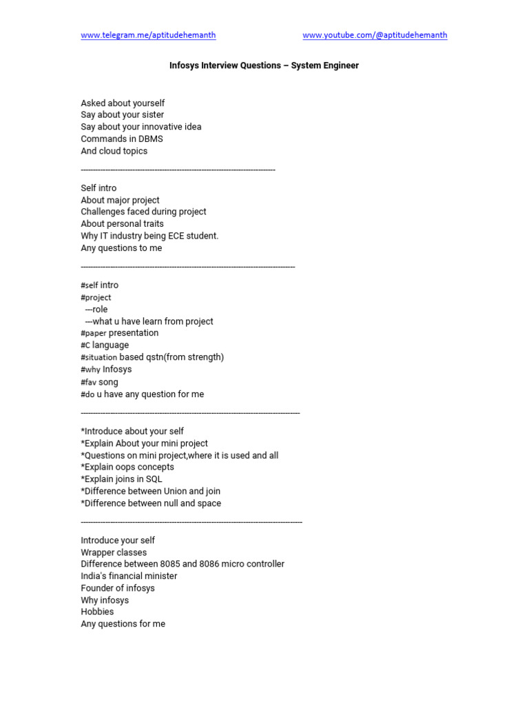 Infosys Interview Q's SE Role | PDF | Inheritance (Object Oriented ...