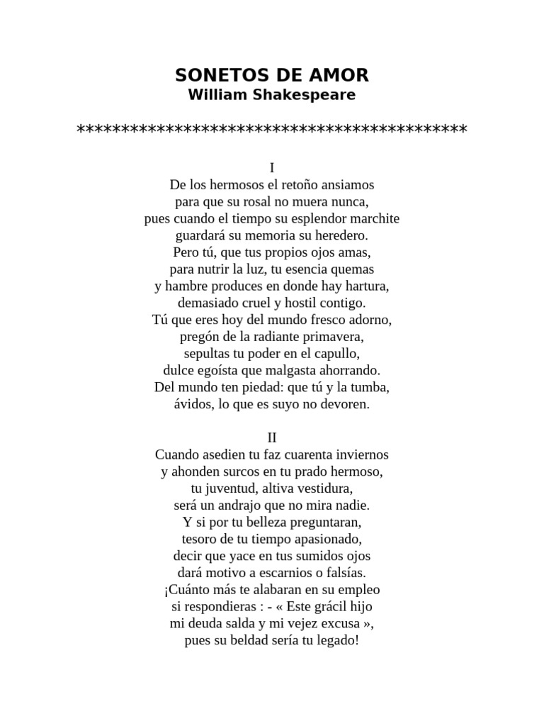 William Shakespeare - Sonetos de Amor | PDF | Amor