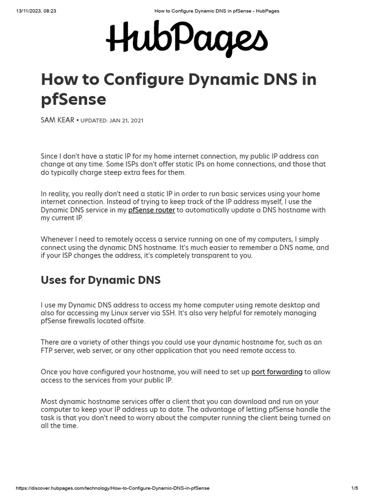 How To Configure Dynamic DNS in Pfsense - HubPages | PDF | Domain Name ...