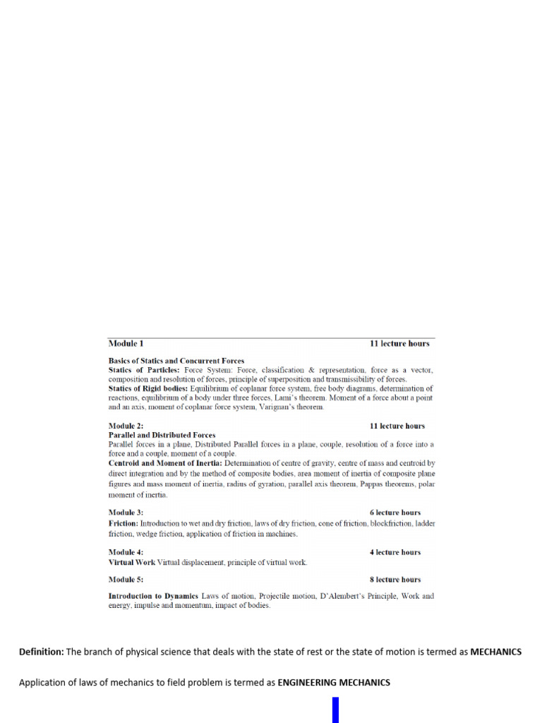 Module 1 - Engineering Mechanics | PDF | Force | Mechanics