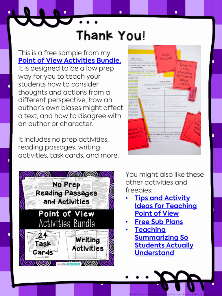 Point of View Activities Bundle Sample | PDF | Learning