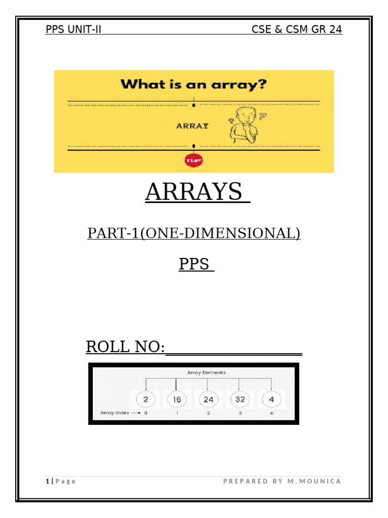 ARRAYS - Part 1 Onedimensional | PDF | Computer Programming | Computing