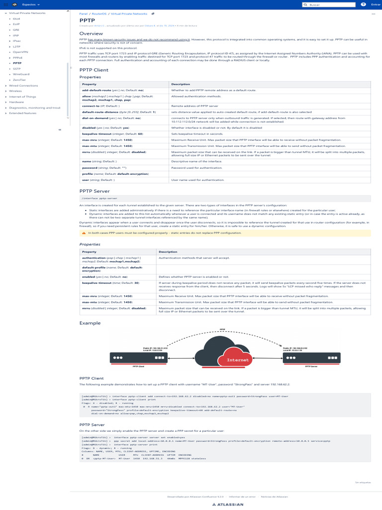 PPTP - RouterOS - MikroTik Documentation | PDF | Router (Computing ...