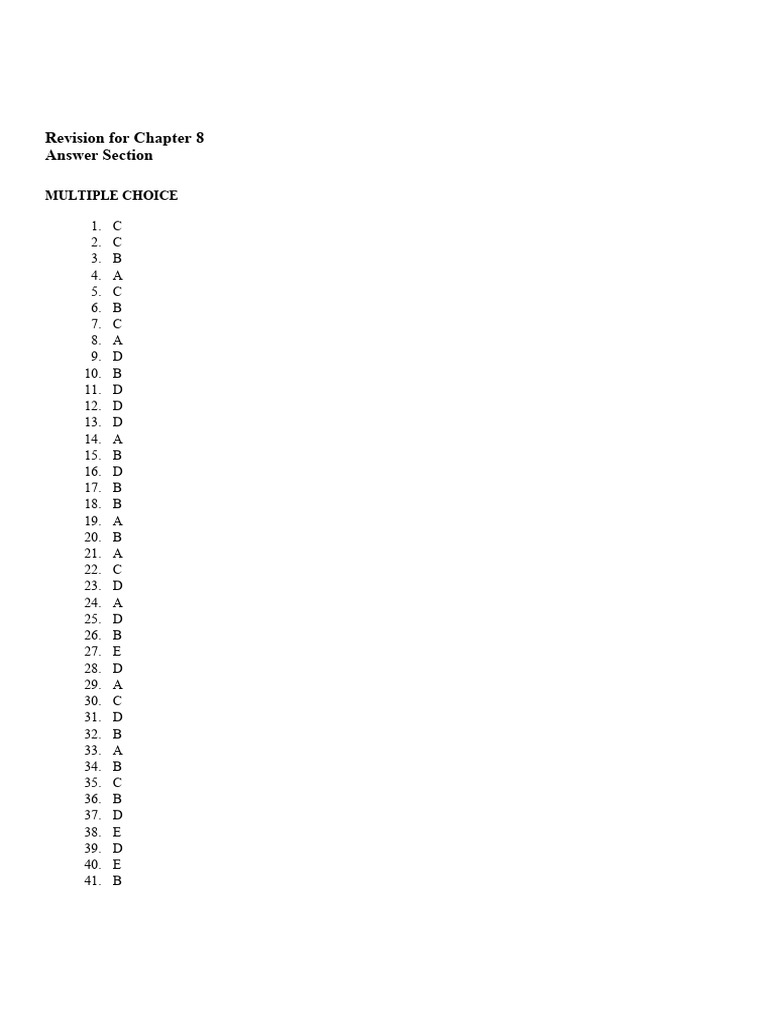 Revision Chapter 8 To 10 Suggested Answers | PDF