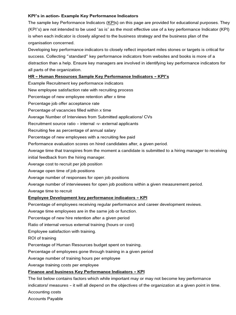 Essential Key Performance Indicators Guide | PDF | Equity (Finance) | Debt